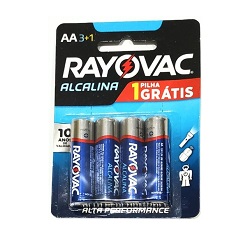 Pilha RAYOVAC alcalina AA3+1- cartela c/4 pilhas – Acigol